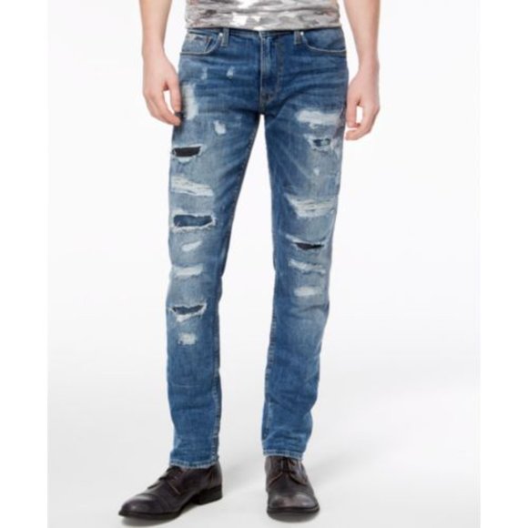 Guess | Jeans | Guess Mens Slim Tapered Ripped Jean Heal 33x32 | Poshmark